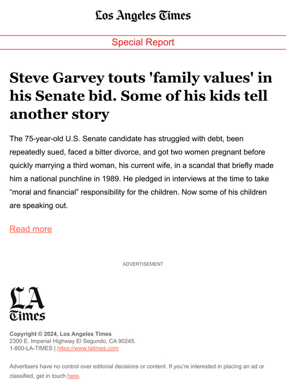 Los Angeles Times: Steve Garvey’s children speak out | Milled
