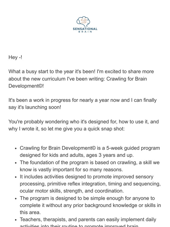 Sensational Brain: NEW! Crawling for Brain Development© Program ...