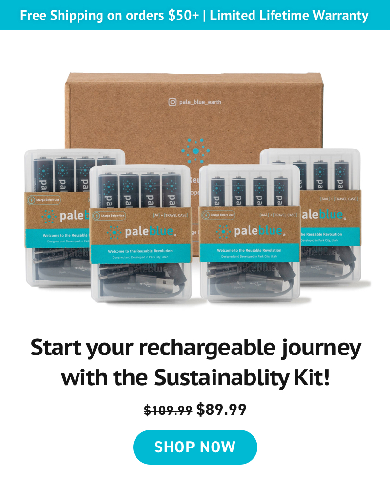 Pale Blue: Charge Faster with our AA & AAA Sustainability Kit | Milled
