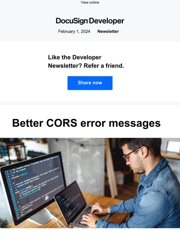 DocuSign: New messages to help you troubleshoot your CORS apps | Milled
