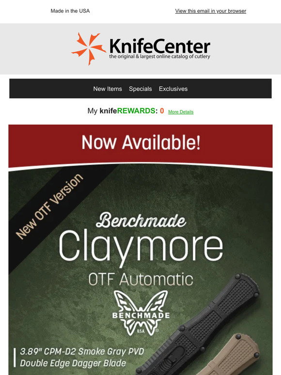 KnifeCenter: New OTF Benchmade Claymore Just In! | Milled