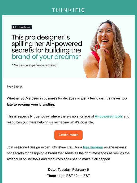 Thinkific: Free webinar: How to design the brand of your dreams with AI ...