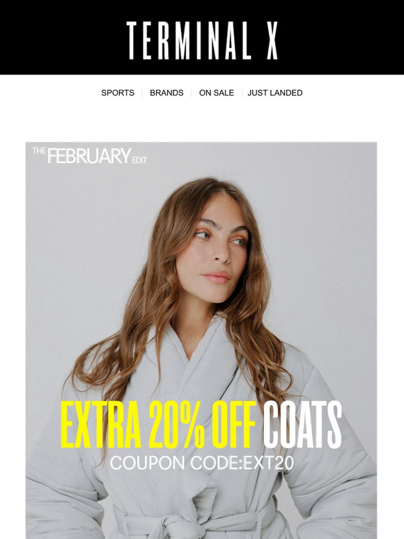 Terminal X: EXTRA 20% OFF COATS 🧥 (פרסומת) | Milled