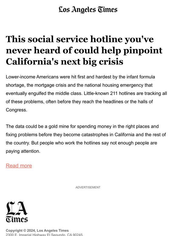 Los Angeles Times: This social service hotline you've never heard of ...