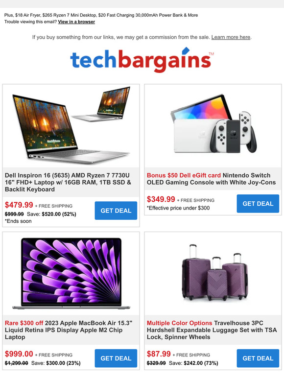 TechBargains: Nintendo Switch OLED with $50 GC | 73% off 3-Piece Hardshell Luggage Set | $400 ...