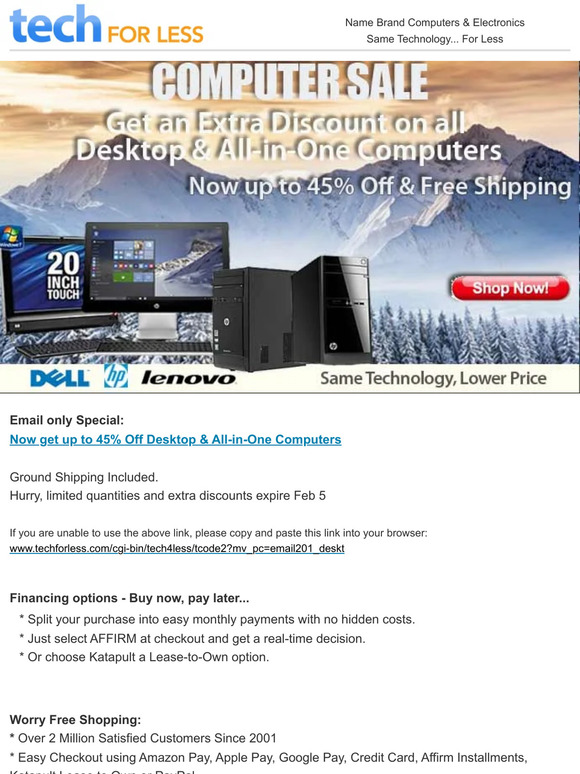 Tech For Less: 😊 — -New month, new deals. Now get up to 45% Off Desktop ...