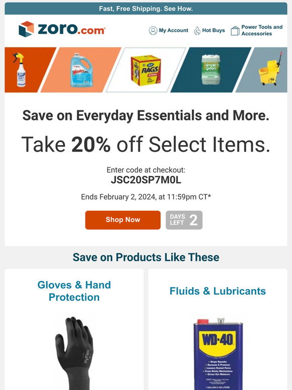 Zoro: Take 20% off the Items Your Business Can't Do Without. | Milled