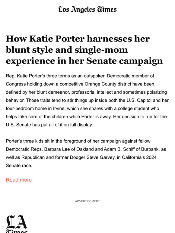 Los Angeles Times: How Katie Porter harnesses her blunt style and ...