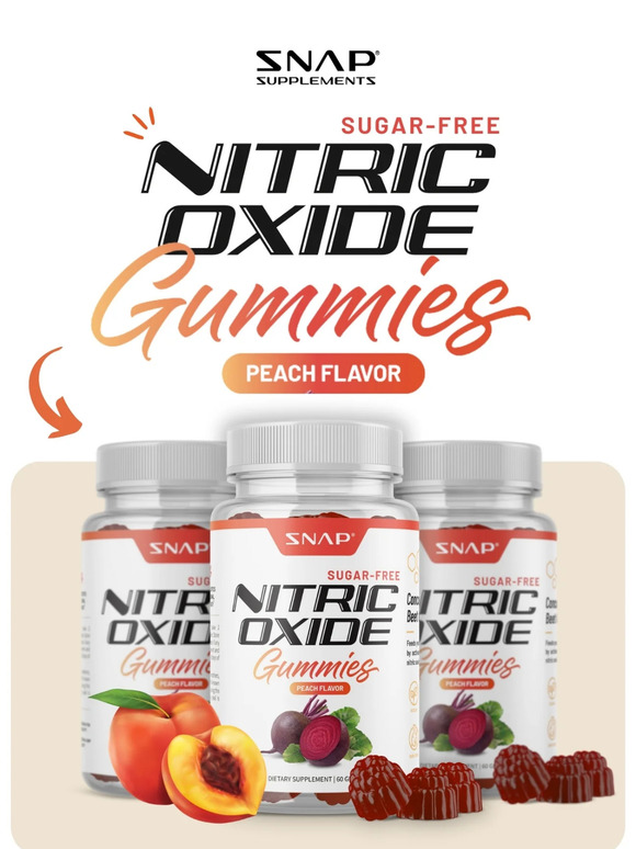 Snap Supplements: 🆕 Nitric Oxide Peach Gummies! 🍑 | Milled