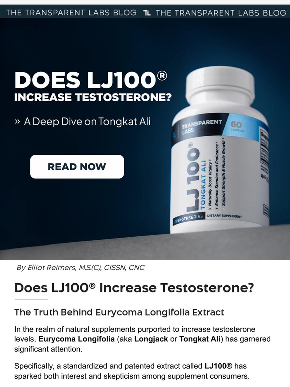 Transparent Labs: Does LJ100® Increase Testoterone? | Milled