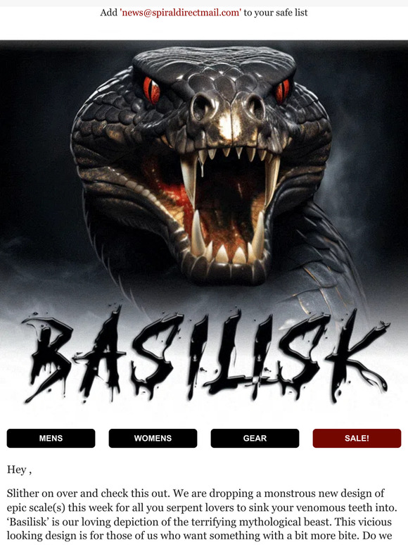 Spiral Direct: Beware of the BASILISK! - Shop NOW! 🐍 | Milled