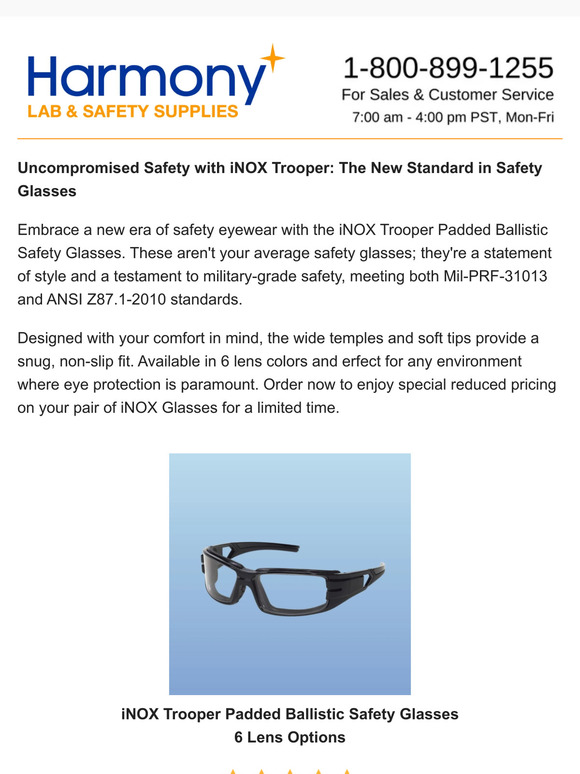 Harmony Lab: See Safety Different with iNOX Trooper Ballistic Glasses ...