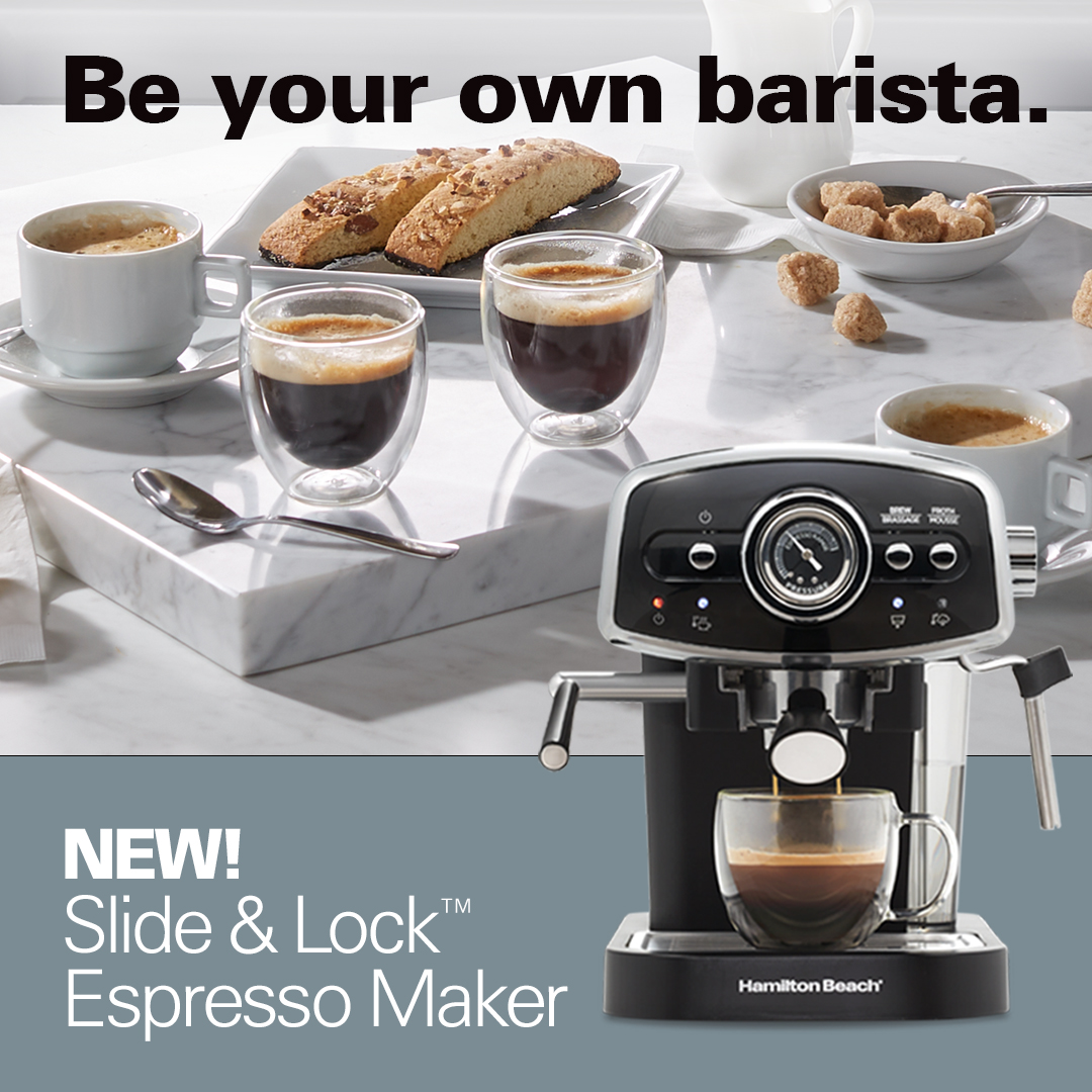 Hamilton Beach: ☕ Introducing the *NEW* Slide & Lock™ Espresso Maker! ☕ ...
