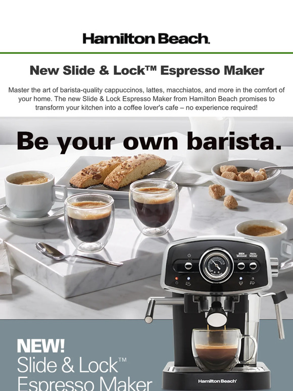 Hamilton Beach: ☕ Introducing the *NEW* Slide & Lock™ Espresso Maker! ☕ ...
