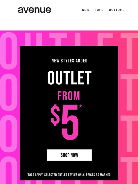 Avenue: NEW Outlet Styles From $5* | Milled