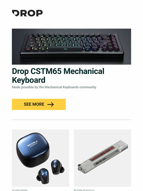 Drop: Drop CSTM65 Mechanical Keyboard, Noble Falcon ANC True Wireless ...