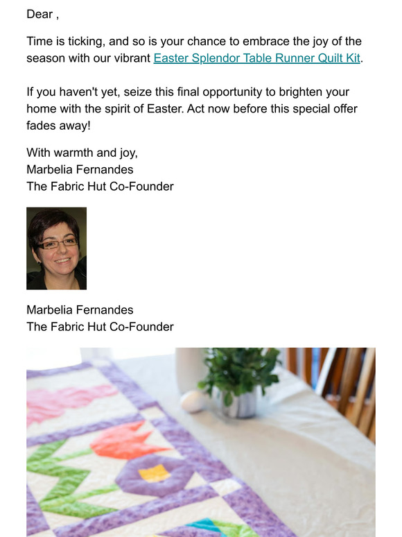 The Fabric Hut: 🕒 Just 16 Hours Left: 50% Off Easter Splendor Quilt Kit ...