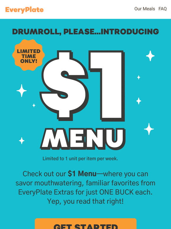 EveryPlate: Drumroll please...$1 MENU is here 🥁 | Milled