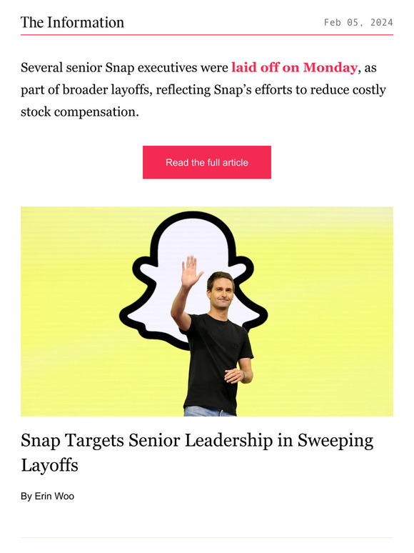 The Information: Snap Targets Senior Leadership in Sweeping Layoffs ...