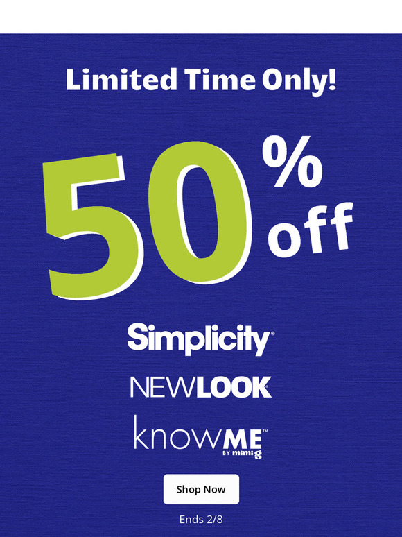 Simplicity Patterns: Limited Time Only: 50% Off Simplicity, New Look ...