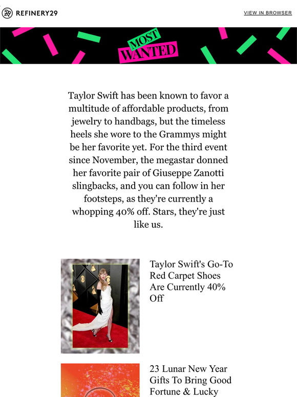 Refinery29: Steal Taylor Swift's Grammy heels for 40% off | Milled