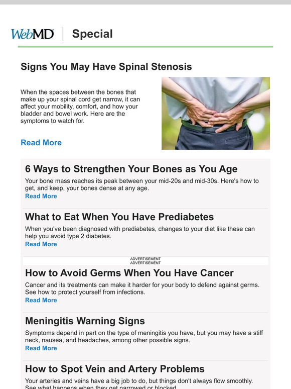 WebMD: Signs You May Have Spinal Stenosis | Milled
