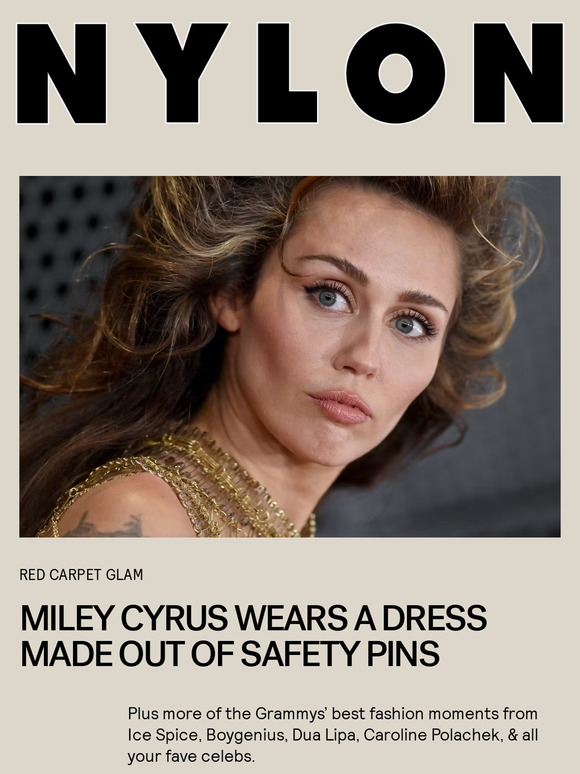 Nylon: Miley Cyrus Stuns In Naked Dress Made Of Safety Pins | Milled