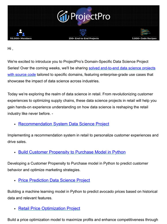 Projectpro Introducing Projectpros Domain Specific Data Science Project Series Milled