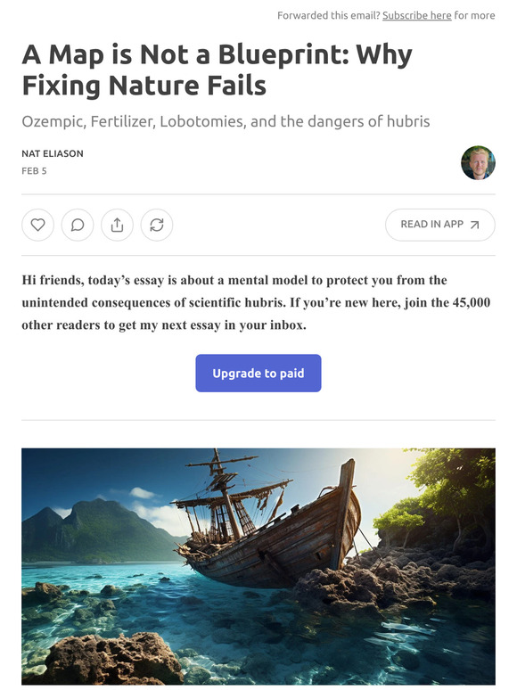Nateliason: A Map is Not a Blueprint: Why Fixing Nature Fails | Milled