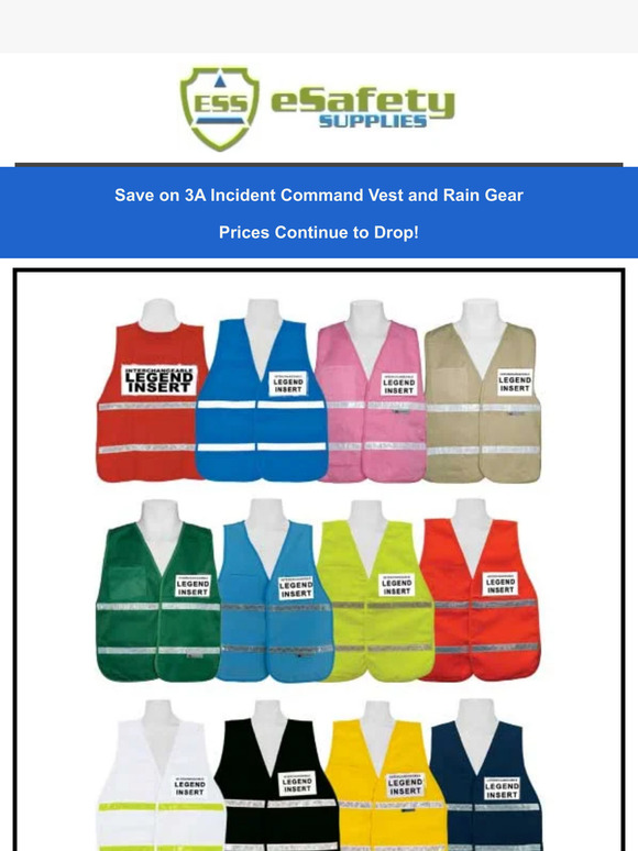 eSafety Supplies: 3A Safety Incident Command Vest and Rain Gear | Milled