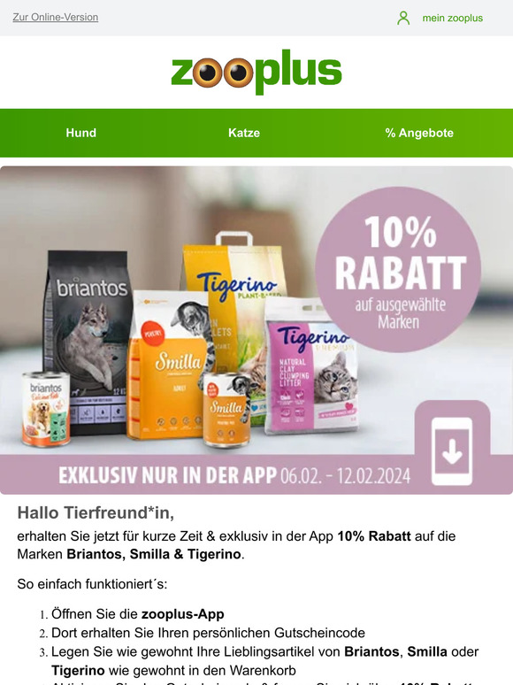 Zooplus: 10% Rabatt auf ausgewählte Marken! 🎉 | Milled