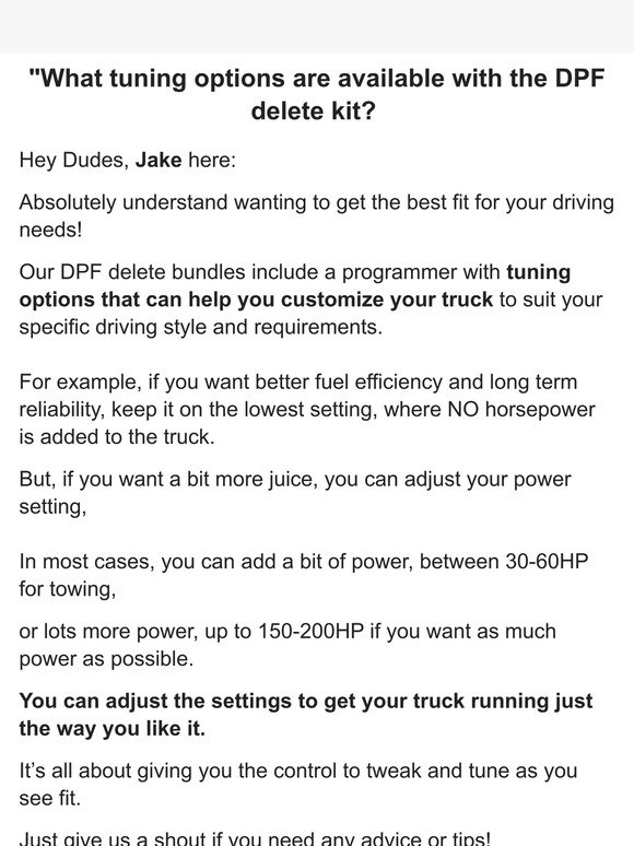 Diesel Dudes: Can I get custom tuning with a DPF delete? 🤔 | Milled