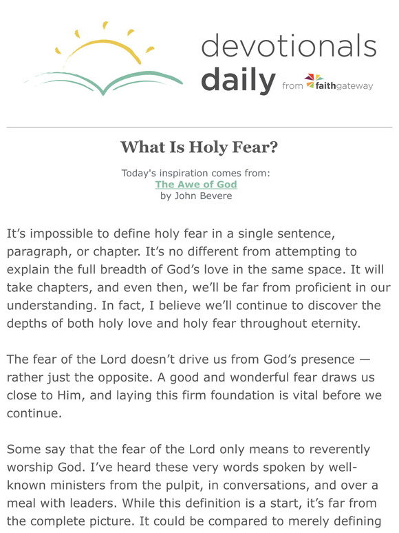 FaithGateway: what is holy fear? | Milled