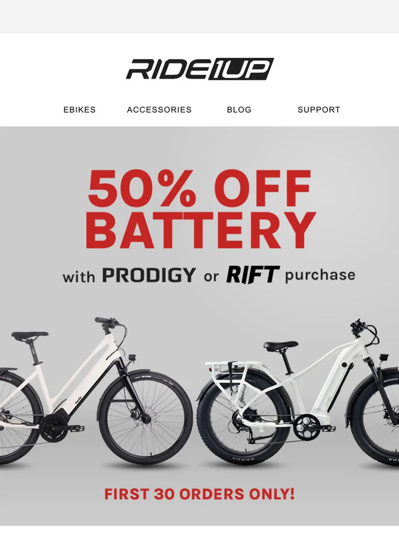 Ride1UP: 50% OFF Rift and Prodigy battery 👀 | Milled