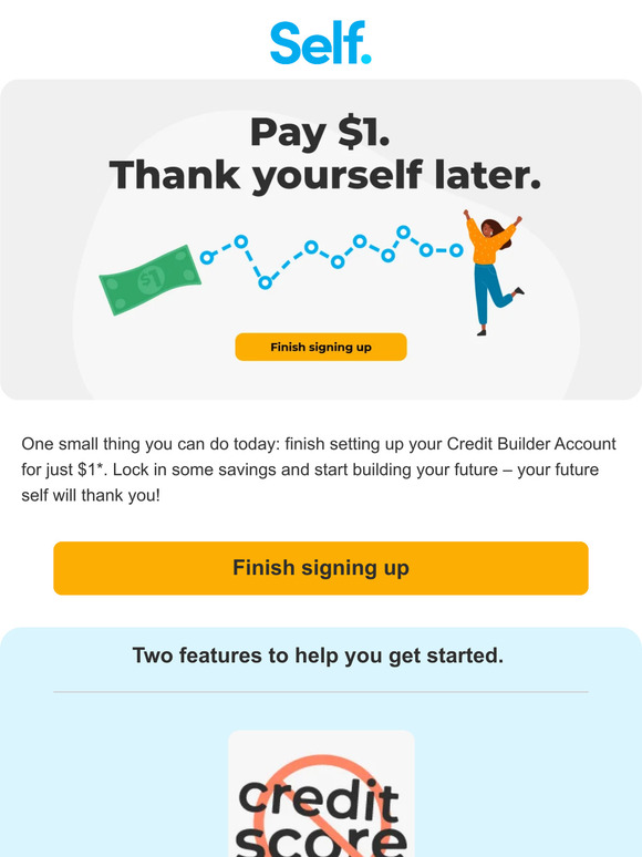 Self: Finish setting up your Self Credit Builder Account for $1 💵 | Milled