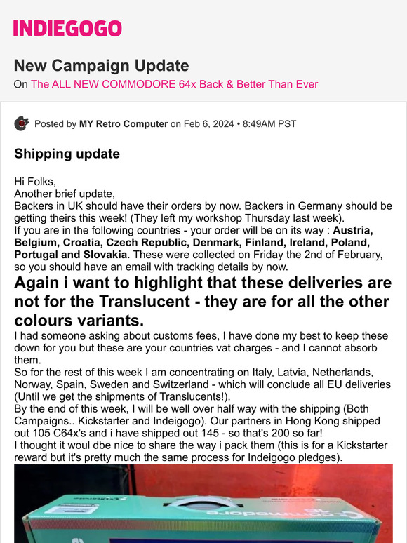 Indiegogo: 📢 Update #35 from The ALL NEW COMMODORE 64x Back & Better Than Ever | Milled