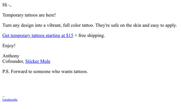 Sticker Mule: Introducing temporary tattoos! | Milled