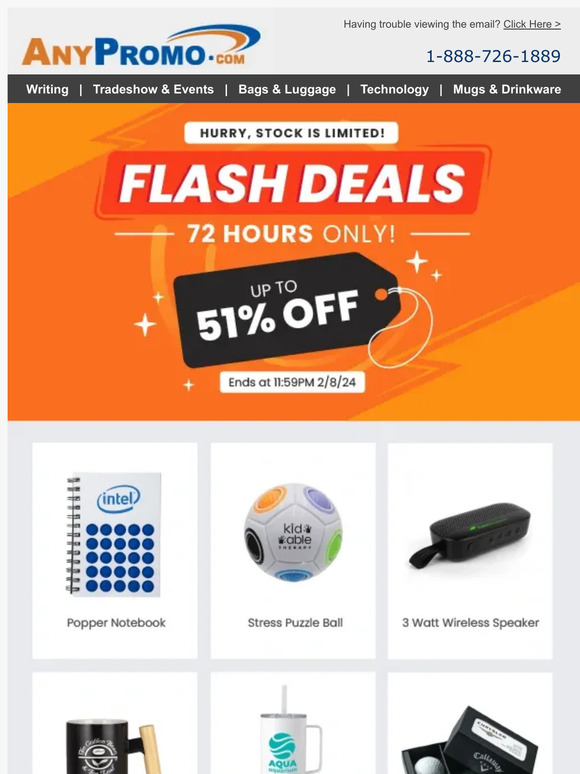AnyPromo: Hurry, Limited Stock! Up to 51% OFF on Promotional Products ...