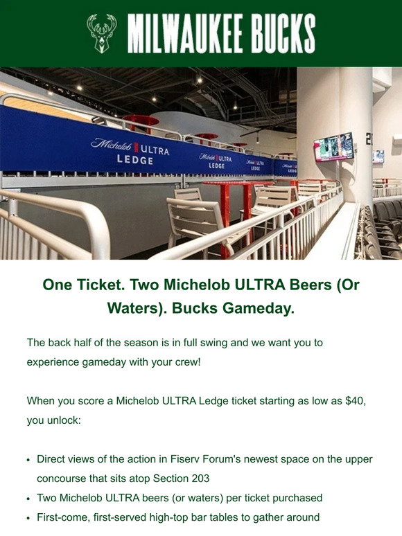 Bucks Pro Shop: Incoming: Michelob ULTRA Ledge Gamedays 🍻 | Milled