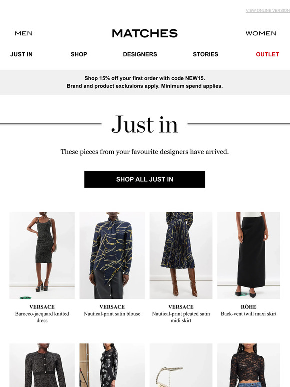 Matches Fashion: What’s new from: Versace and Róhe | Milled