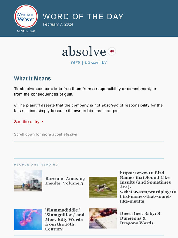 Merriam-Webster: Absolve - plus, Rare and Amusing Insults, Volume 3 ...