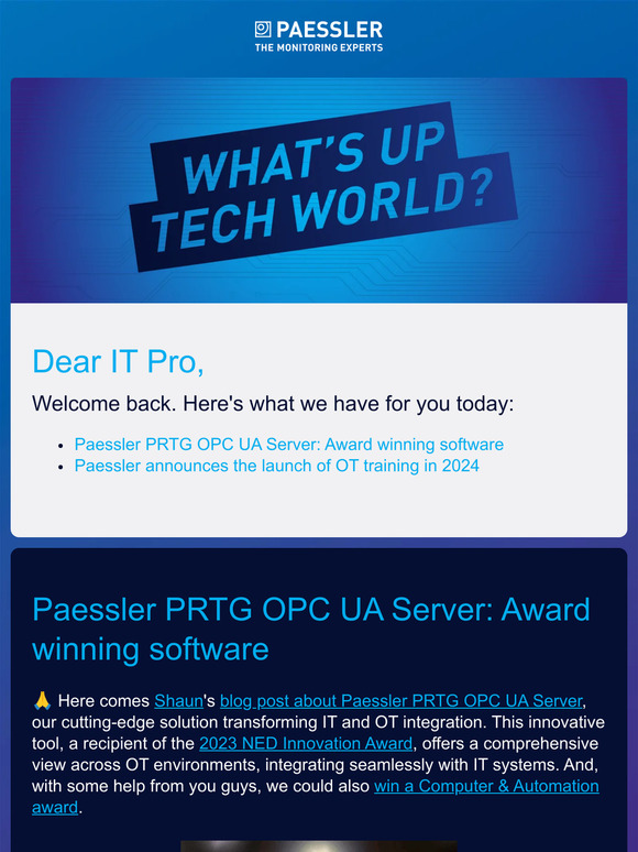 Paessler: Gear up for our groundbreaking OT training program in 2024 ...