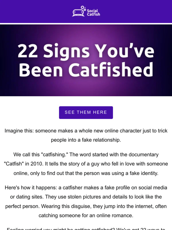 Social Catfish: 22 Signs You've Been Catfished! | Milled