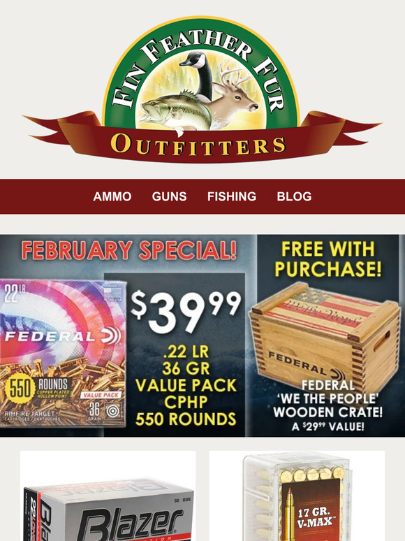 Fin Feather Fur Outfitters: FREE Wooden Ammo Box With Purchase - $30 ...
