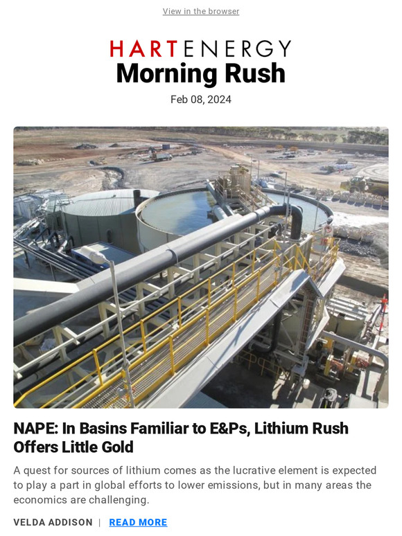 Hart Energy: Morning Rush: Lithium Rush Offers Little Gold in E&P Basins; Chesapeake CEO: M&A ...