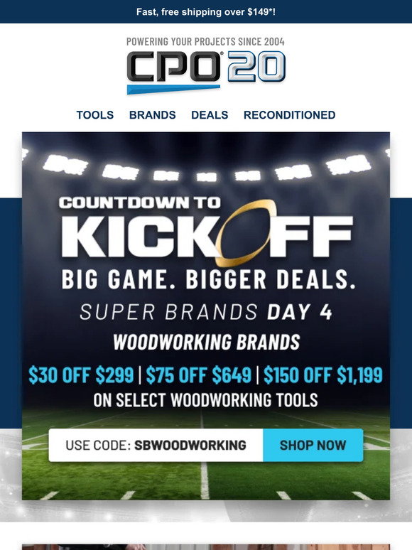 CPO Outlets: Super Brands Day 4: Save Up to $150 Off Woodworking Tools ...