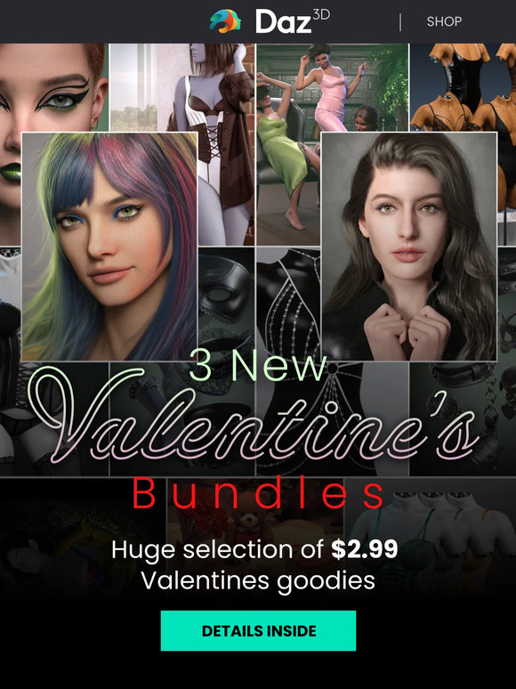 DAZ 3D: 3 Massive New Valentine's Bundles | Milled
