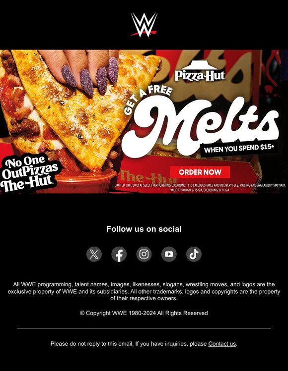 WWE Shop: An Undisputed W: Pizza Hut for dinner | Milled