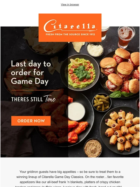 Citarella: Last Day to Order from Our Game Day Menu | Milled