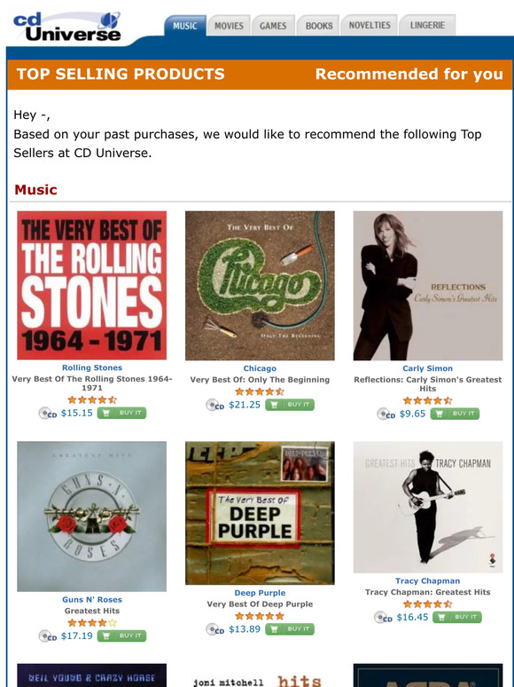 CD Universe: Music Top Sellers at CD Universe | Milled